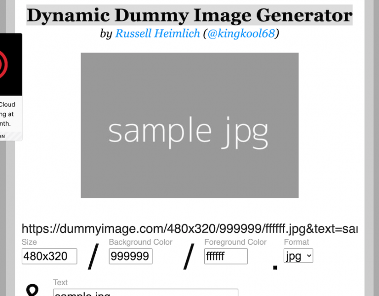 ダミー画像作成サービス – Dynamic Dummy Image Generator – supilog